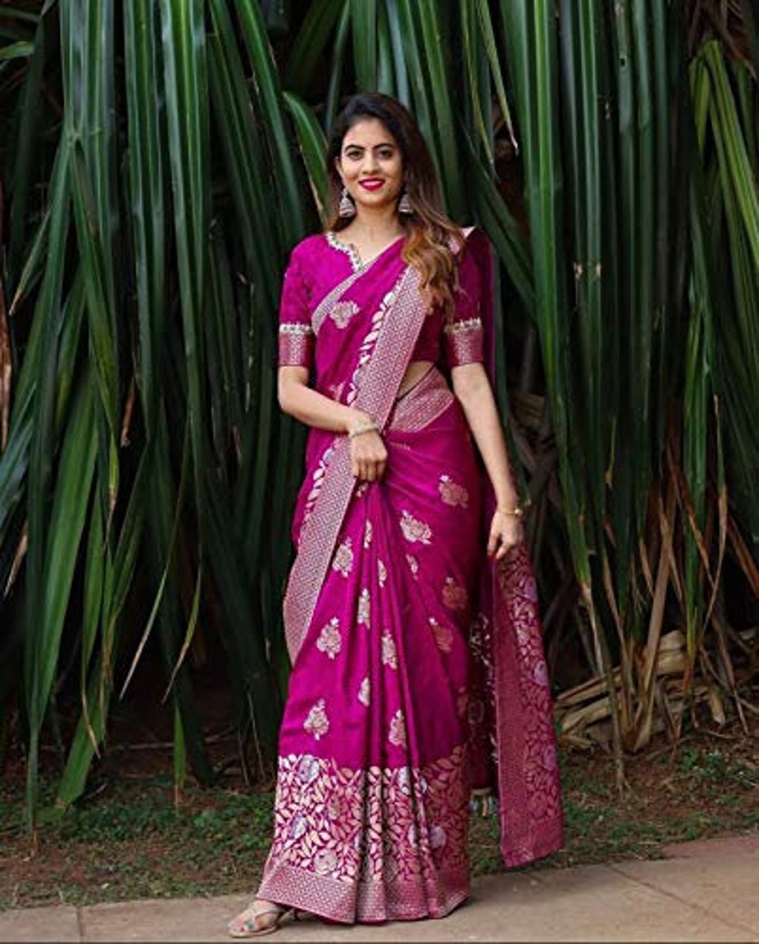 Purple Soft Lichi Silk Saree Bold & Beautiful Saree With Zari - Etsy