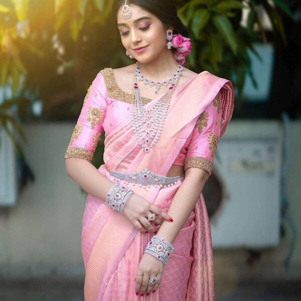 Pink Saree - Etsy