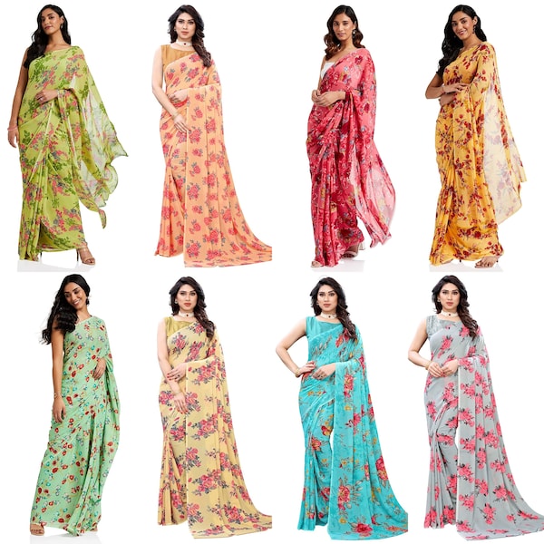 Floral Print Sarees - Etsy