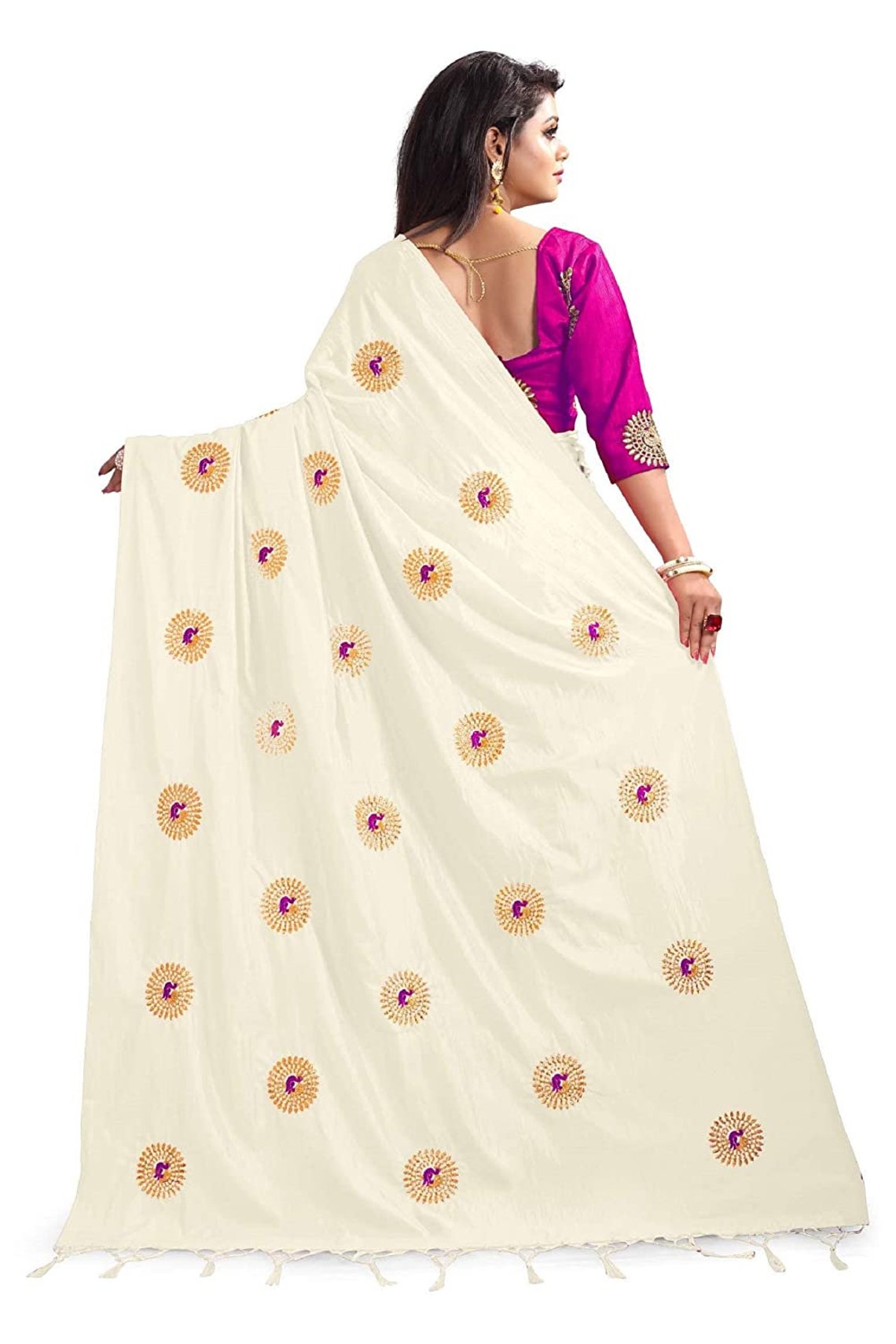 Off White Color Saree Stylish Saree Saree Indian - Etsy