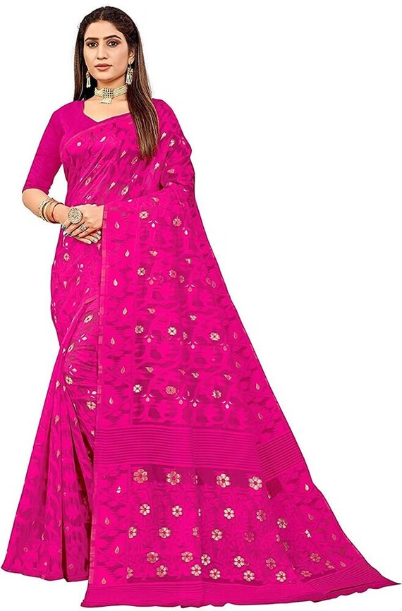 Jamdani Saree Beautiful Pure Cotton Dhakai Pink Jamdani Saree - Etsy