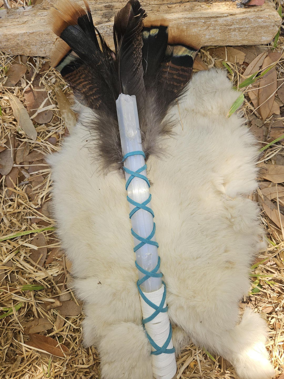 Handcrafted Ceremonial Wand | Feather Crystal Energy Tool | Chakra ...