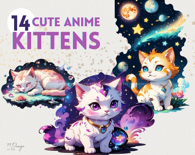 Fantasy Cat Clipart, Magic Cats Clipart, Celestial Galaxy Clipart ...