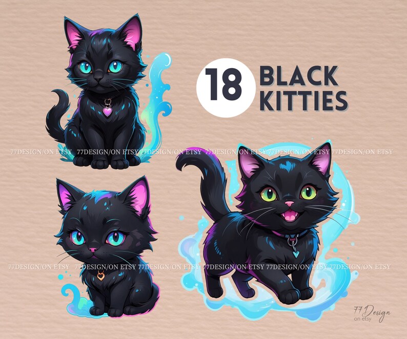 Black Cats Clipart, Black Cat PNG, Black Kittens , Cute Cat Clipart ...