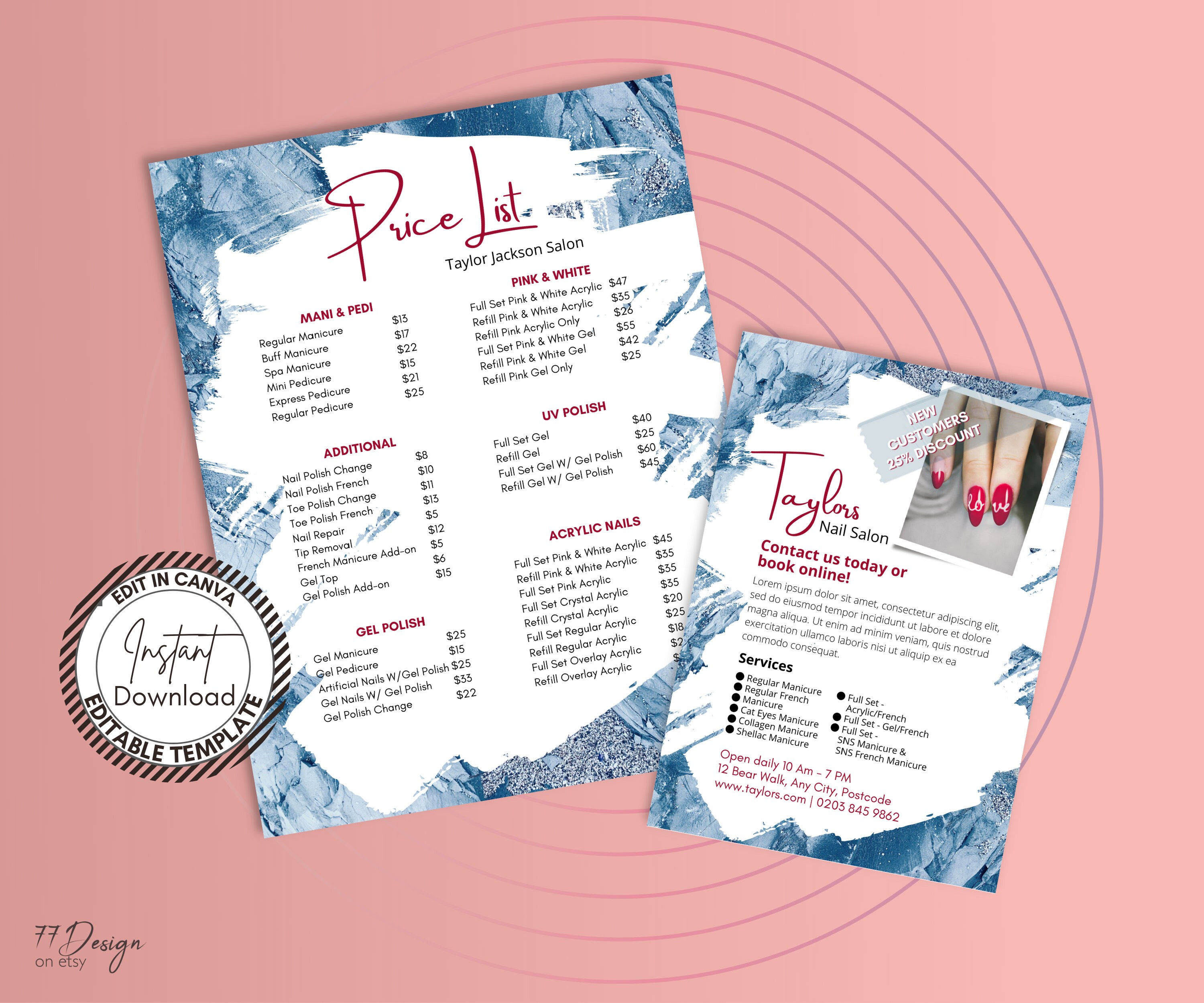 Price List & Flyer Template CANVA Makeup Price List Hair - Etsy