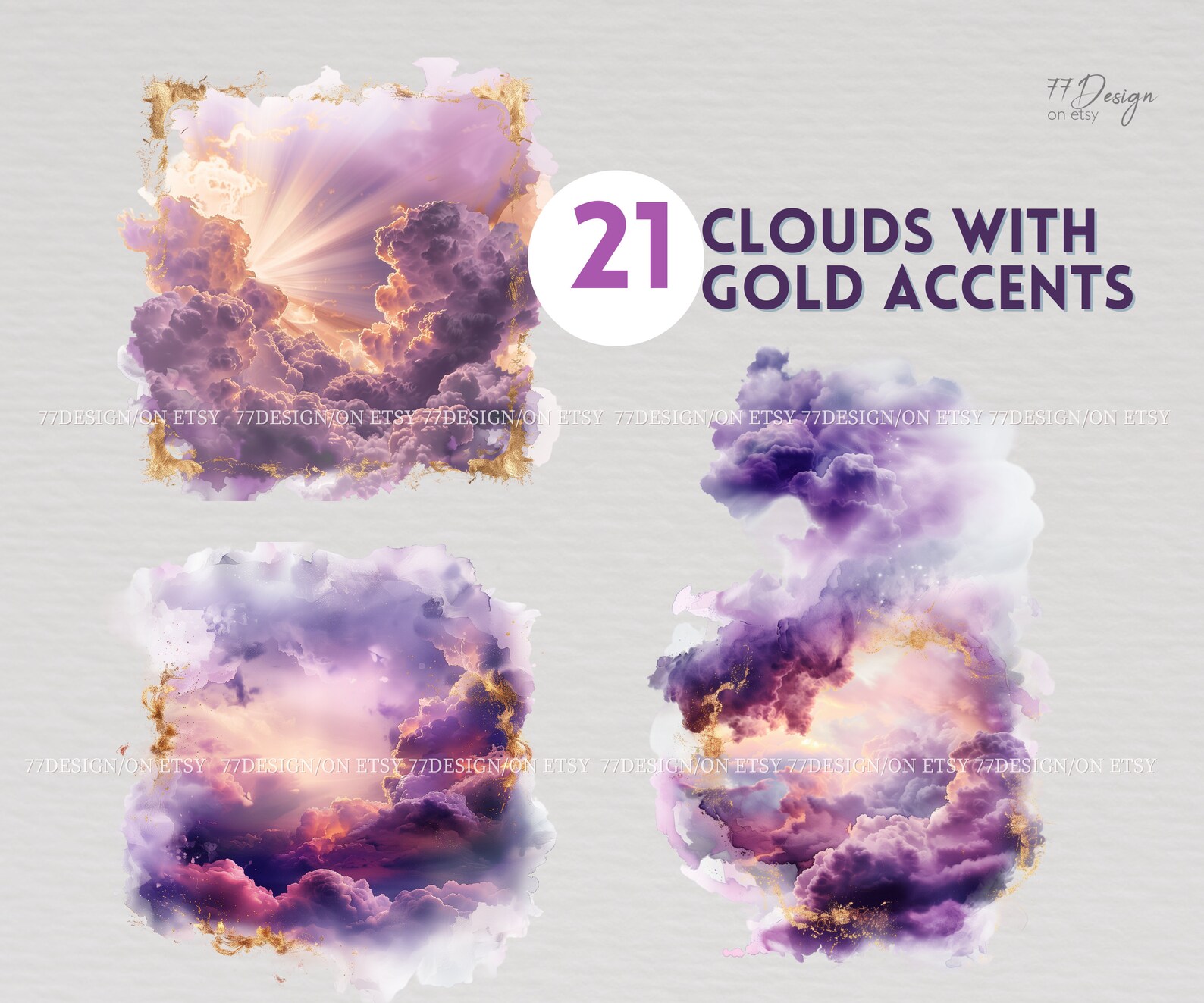 Clouds With Gold Accents, PNG Sunset Clouds, Gold Frame PNG, Clouds ...