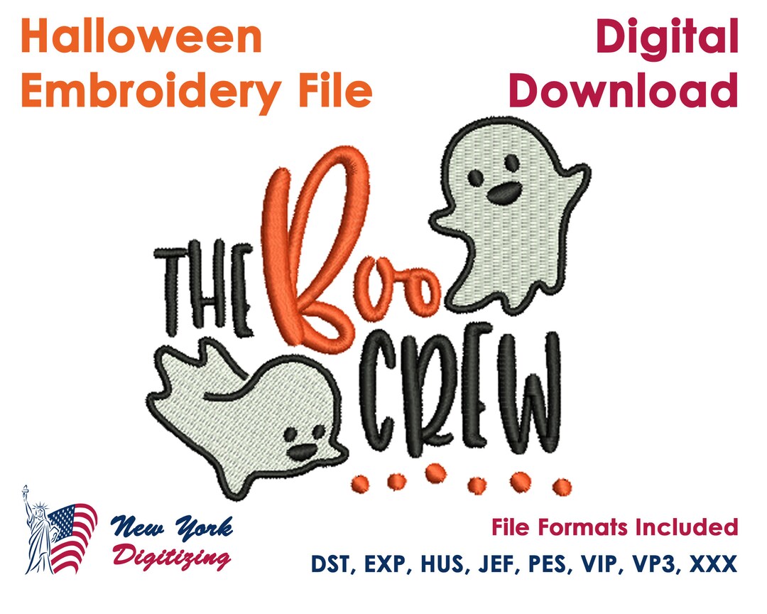 Boo Crew Embroidery Designs, Halloween Embroidery Designs, Embroidery ...