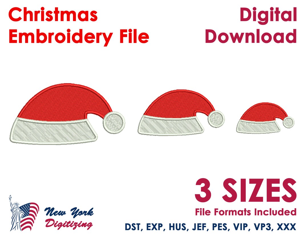 Christmas Embroidery Designs Santa Hat Embroidery Designs - Etsy