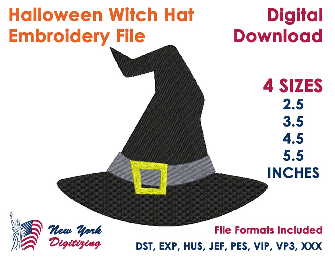 Witch Hat Embroidery Design Halloween Embroidery Designs - Etsy