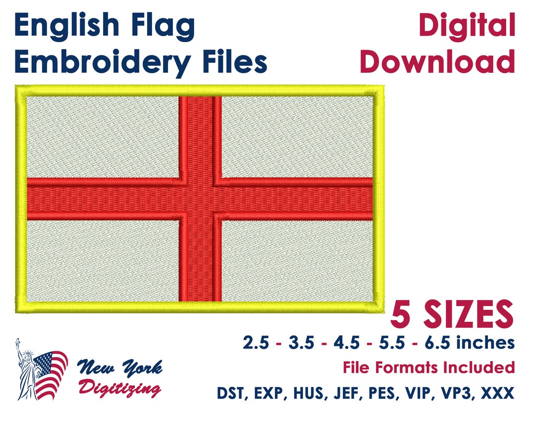 English Flag Embroidery Designs, England Flag Embroidery Files, British Flag Embroidery Patterns ...