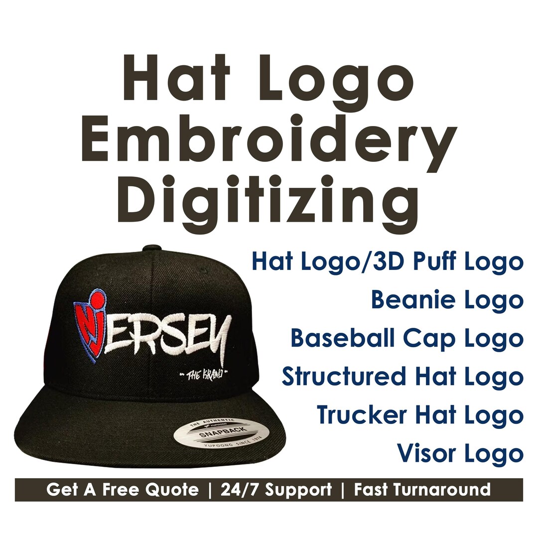 Embroidery Digitizing Services, Cap Logo Embroidery Digitizing, Hat ...