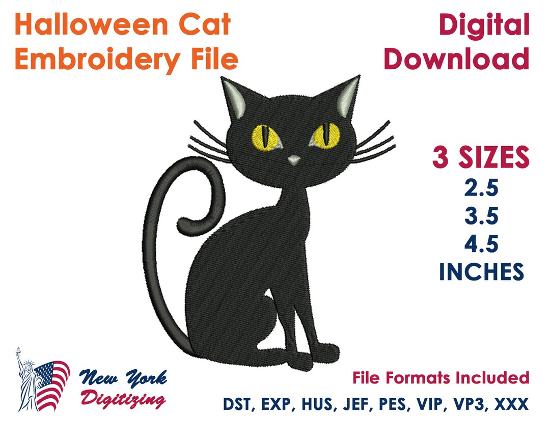 Cat Embroidery Designs, Halloween Embroidery Designs, Halloween ...