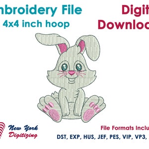 Bunny Embroidery Design, Easter Bunny Embroidery Digitize, Rabbit ...