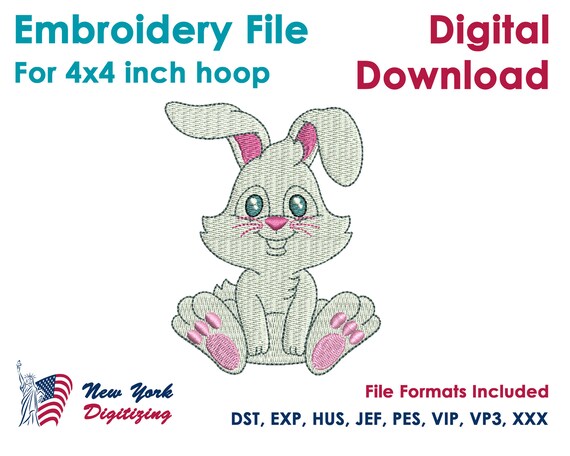 Bunny Embroidery Design Easter Bunny Embroidery Digitize - Etsy