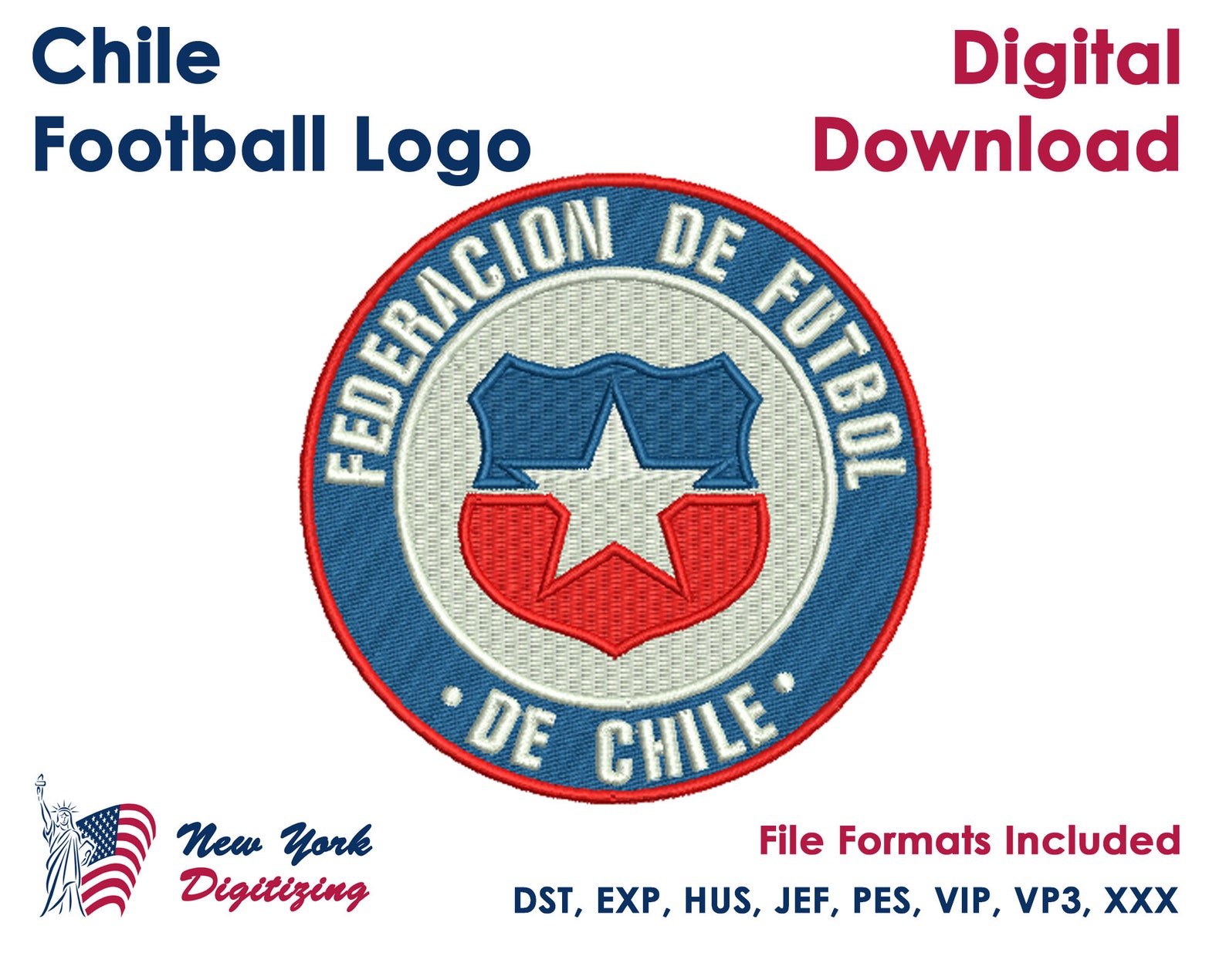 Chile Football Team Logo Embroidery Designs Chile Soccer Team - Etsy