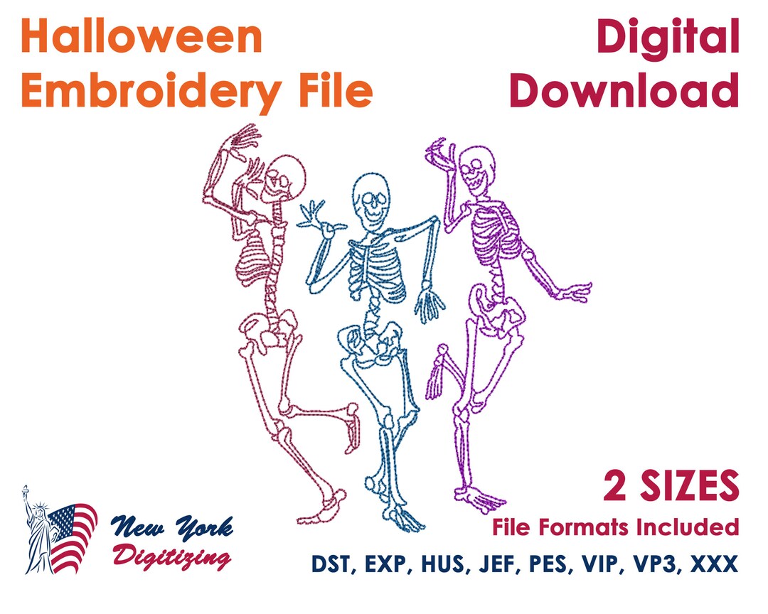 Skeletons Embroidery Designs Halloween Embroidery Designs - Etsy