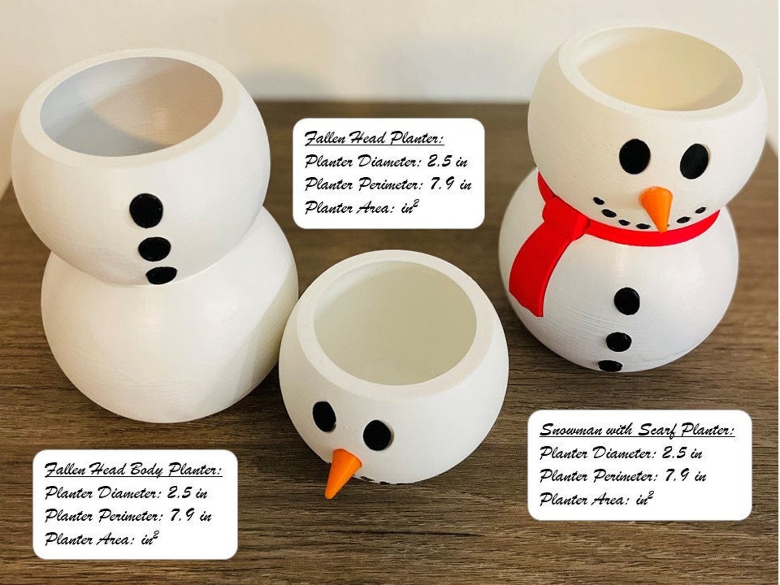 3D Printed Snowman Planter: Holiday Succulent Pot - Etsy