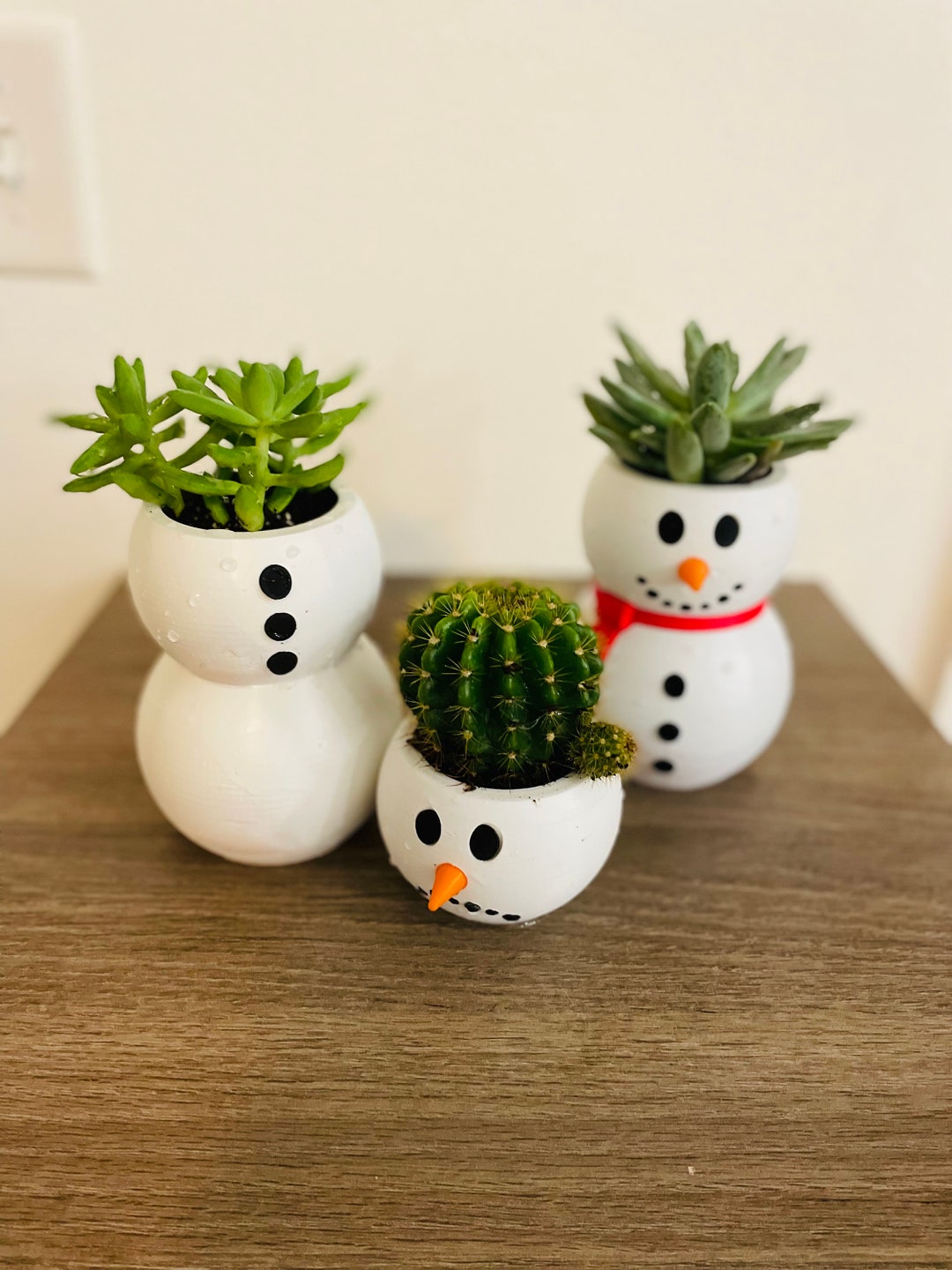 3D Printed Snowman Planter: Holiday Succulent Pot - Etsy
