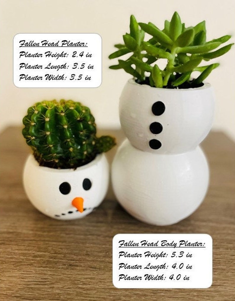 3D Printed Snowman Planter: Holiday Succulent Pot - Etsy