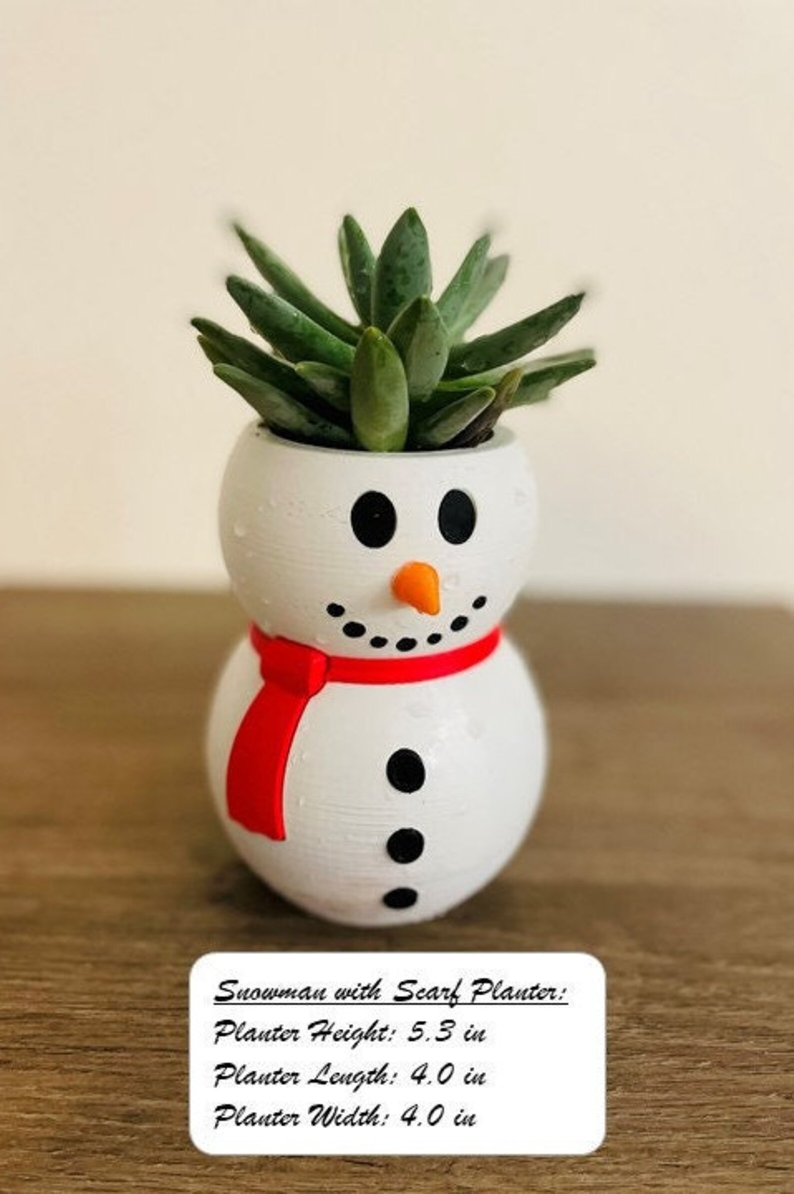 3D Printed Snowman Planter: Holiday Succulent Pot - Etsy