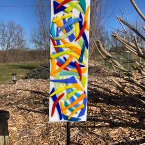 Multi-colored Shapes-garden Stake, Fused Glass - Etsy