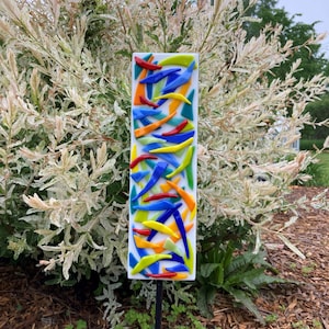 Multi-colored Shapes-garden Stake, Fused Glass - Etsy