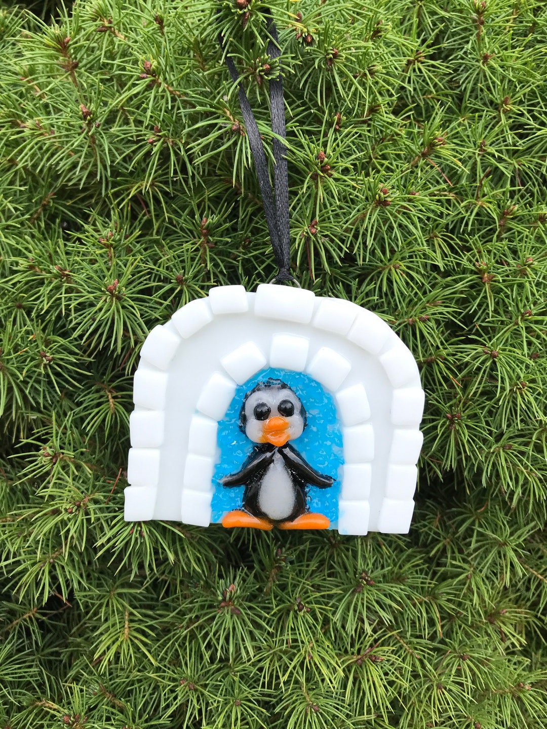 Penguin Igloo Ornament. - Etsy