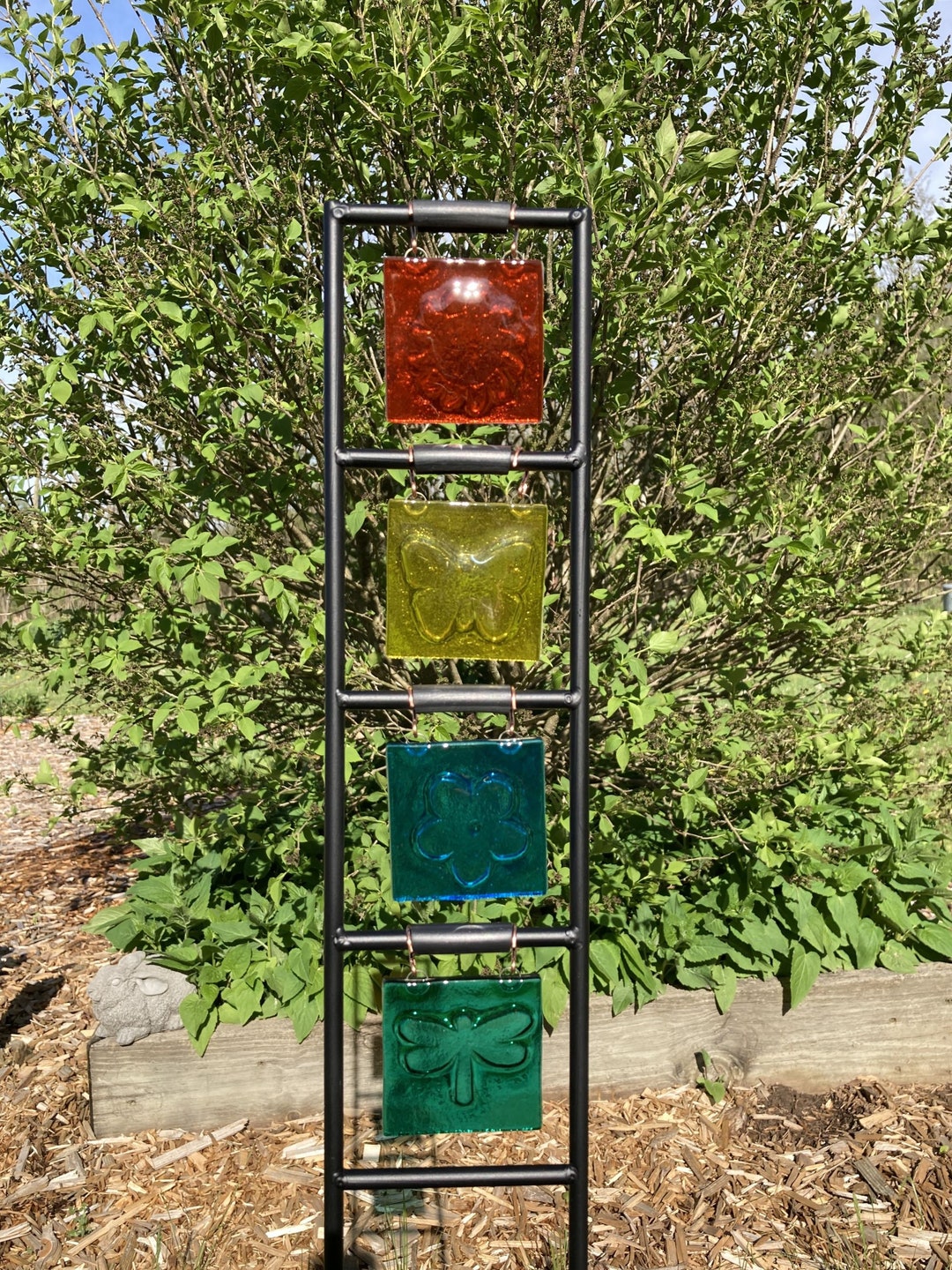 Multi Color Hanging Tiles Garden Stake - Etsy