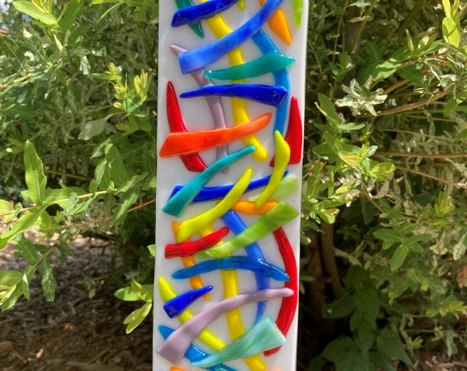Multi-colored Shapes-garden Stake, Fused Glass - Etsy