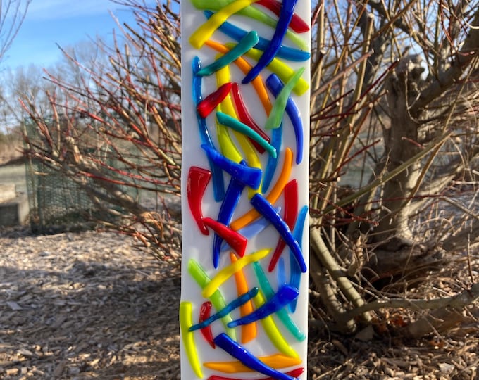 Multi-colored Shapes-garden Stake, Fused Glass - Etsy
