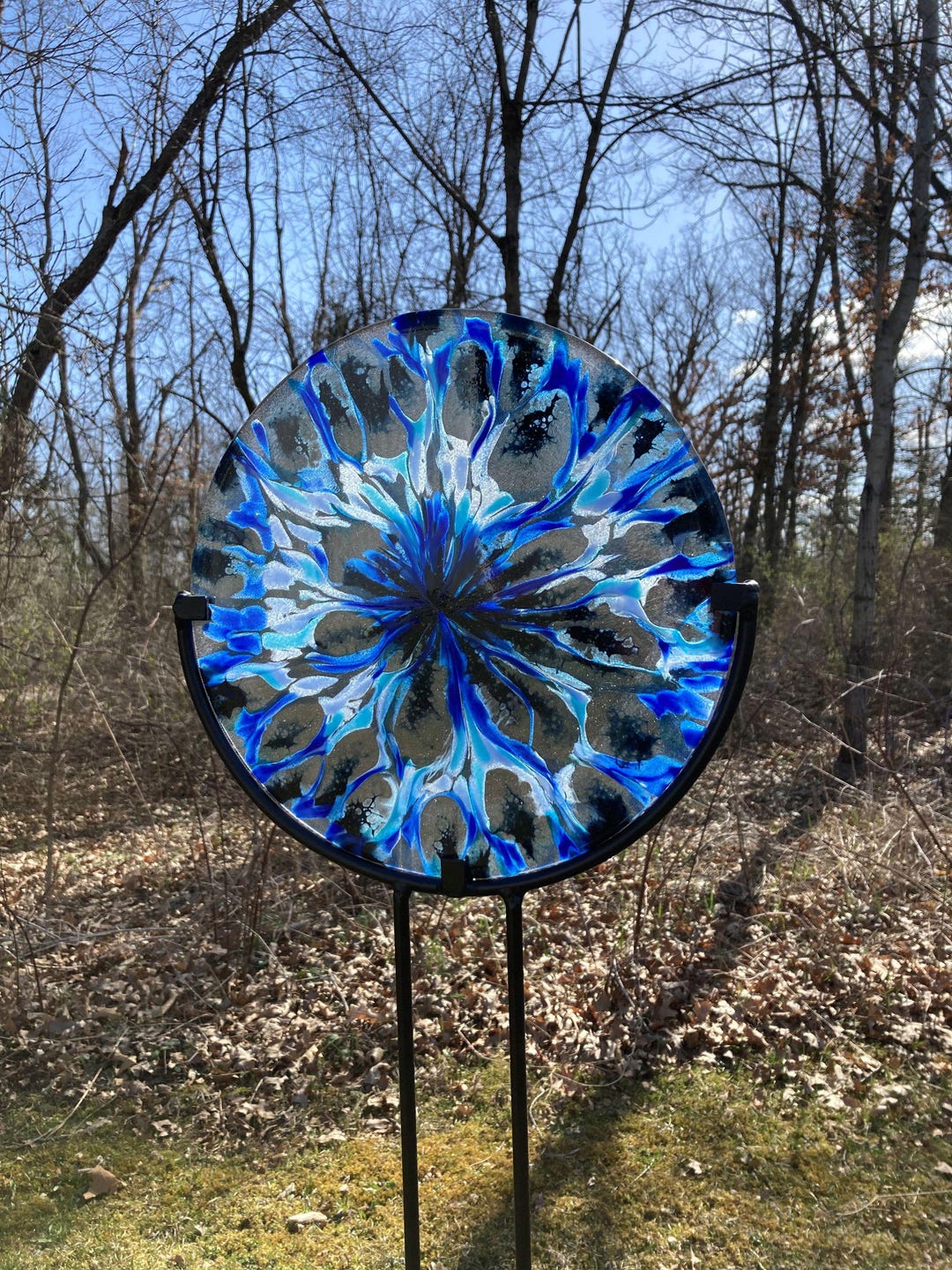Shades of Blue & White Frit Stretch Garden Stake-fused Glass - Etsy