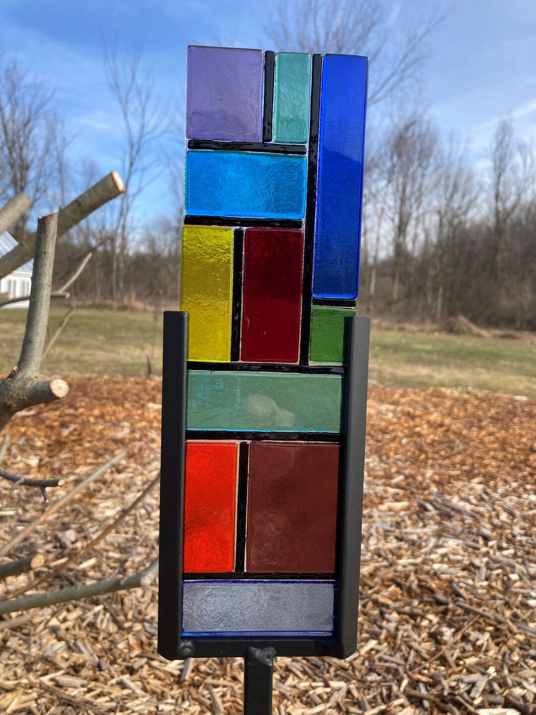 Multi-colored Fused Glass Garden Stake II - Etsy