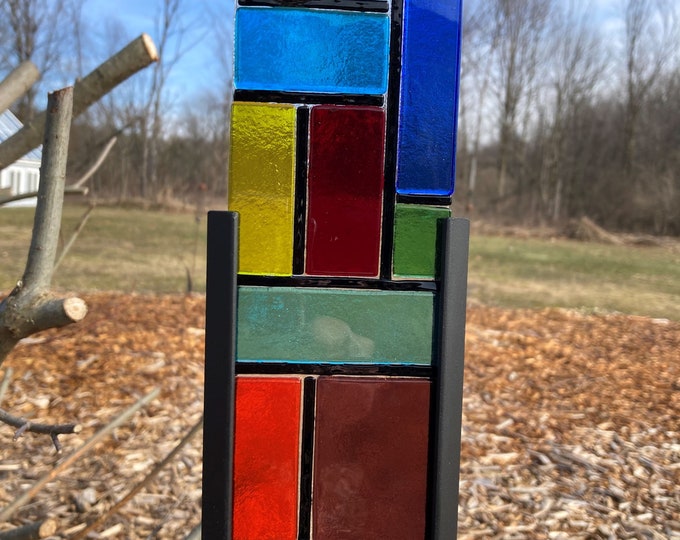 Multi-colored Fused Glass Garden Stake II - Etsy