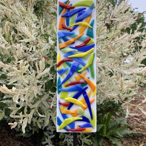 Multi-colored Shapes-garden Stake, Fused Glass - Etsy
