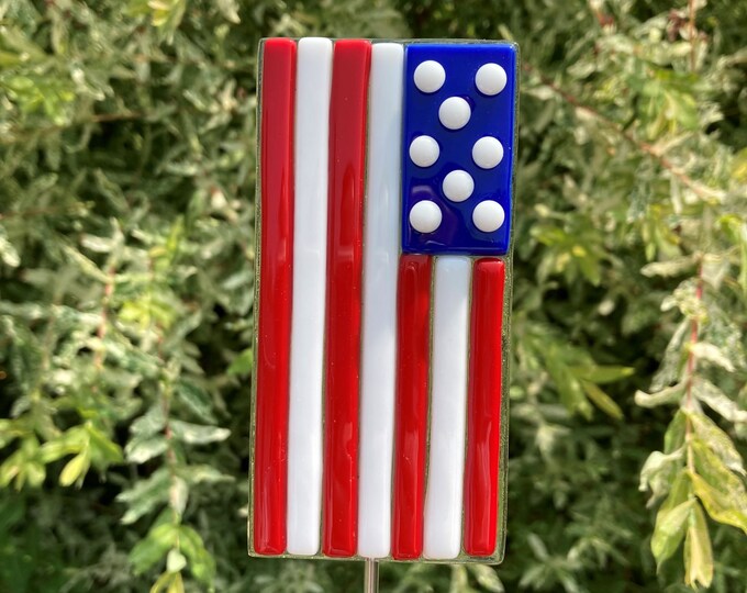 Fused Glass Flag Flowerpot Pick - Etsy
