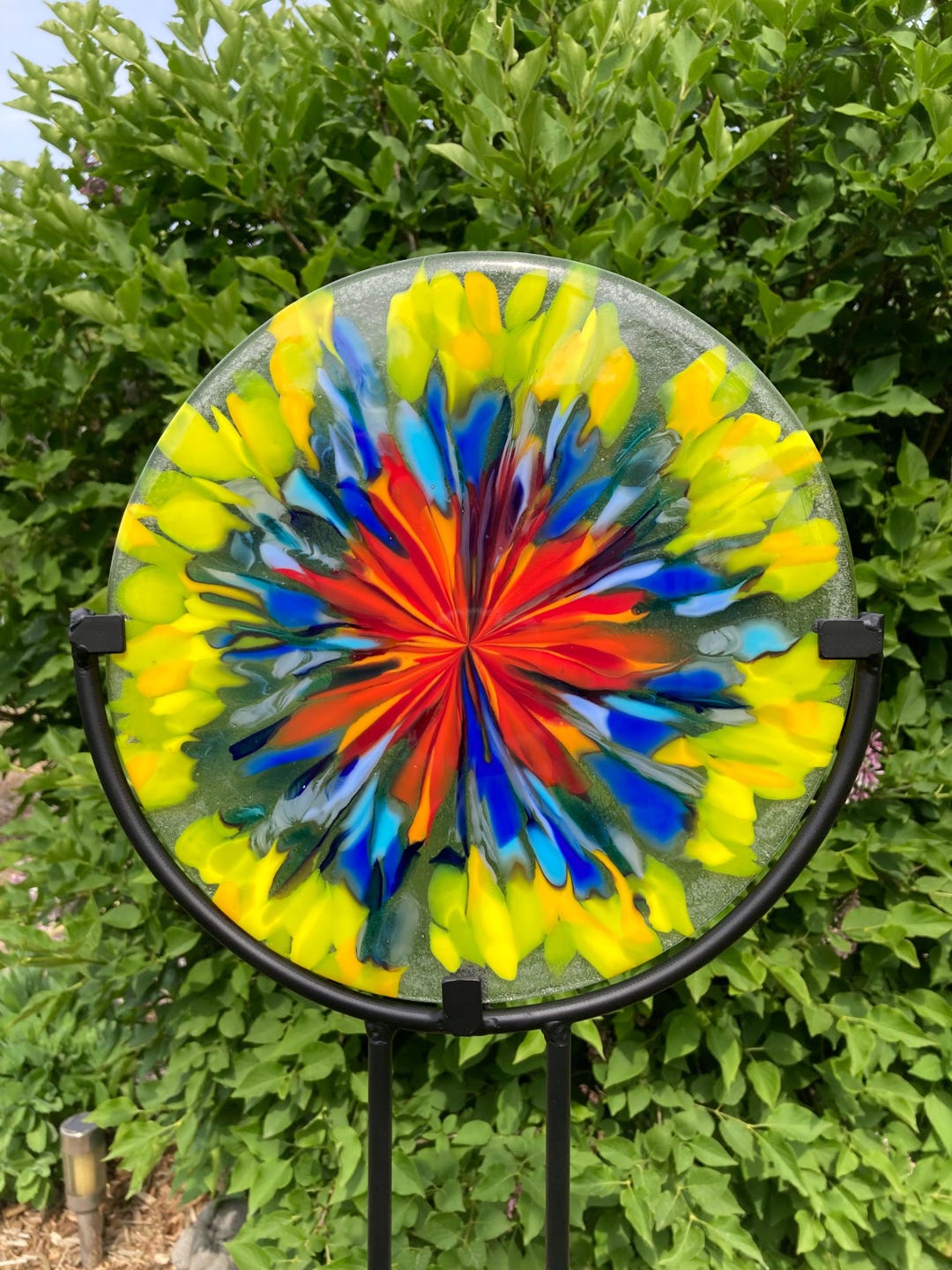 Blue, Yellow & Orange Frit Stretch Garden Stake-fused Glass - Etsy