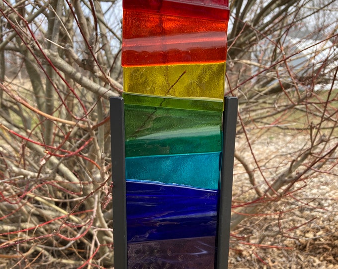 Multi-colored Fused Glass Garden Stake - Etsy