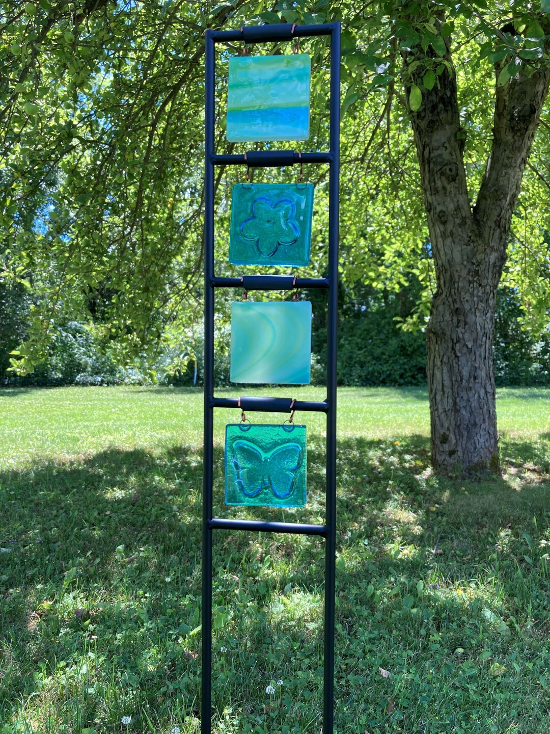 Multi Color Hanging Tiles Garden Stake 3 - Etsy