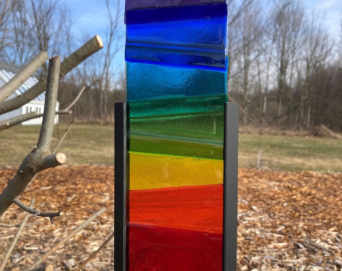 Multi-colored Fused Glass Garden Stake - Etsy