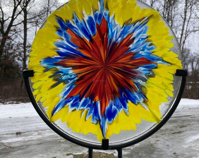 Yellow, Blue & Orange Frit Stretch Garden Stake-fused Glass - Etsy
