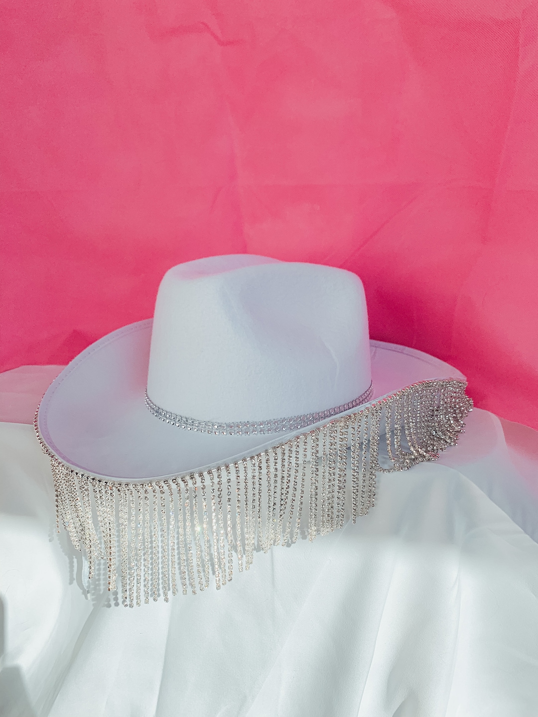 Bulk Rhinestone Fringe Cowgirl Hat Pink White Black Cowboy Hat ...