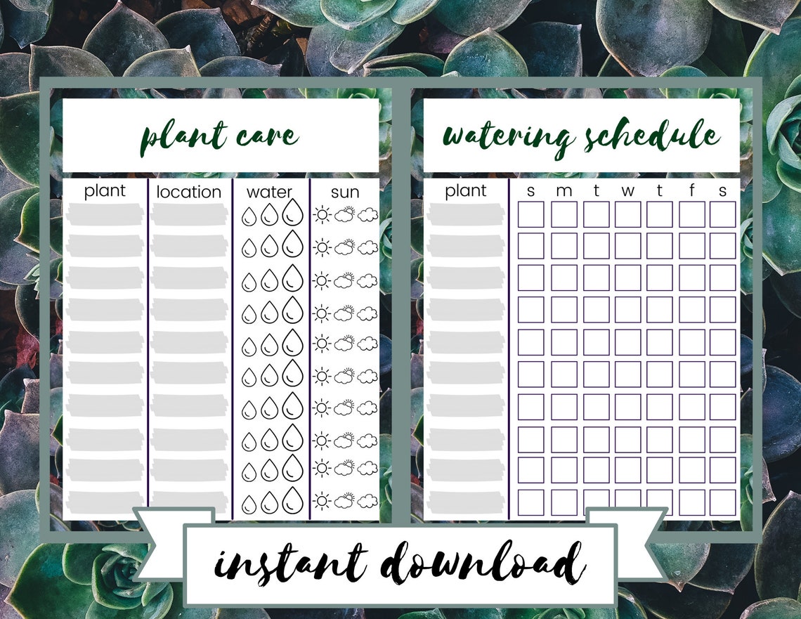 Printable Instant Download PDF PLANT TRACKER - Etsy