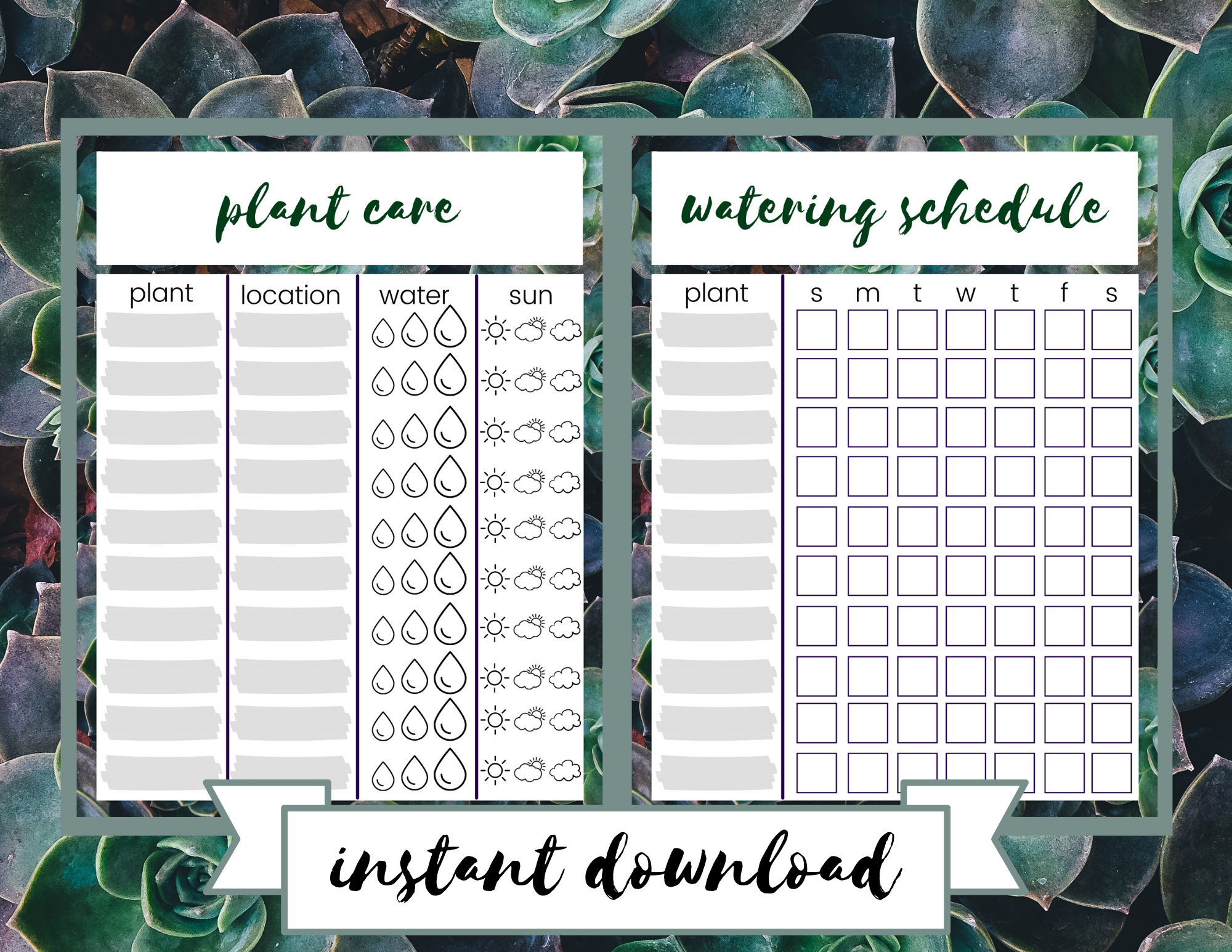 Printable Instant Download PDF PLANT TRACKER - Etsy