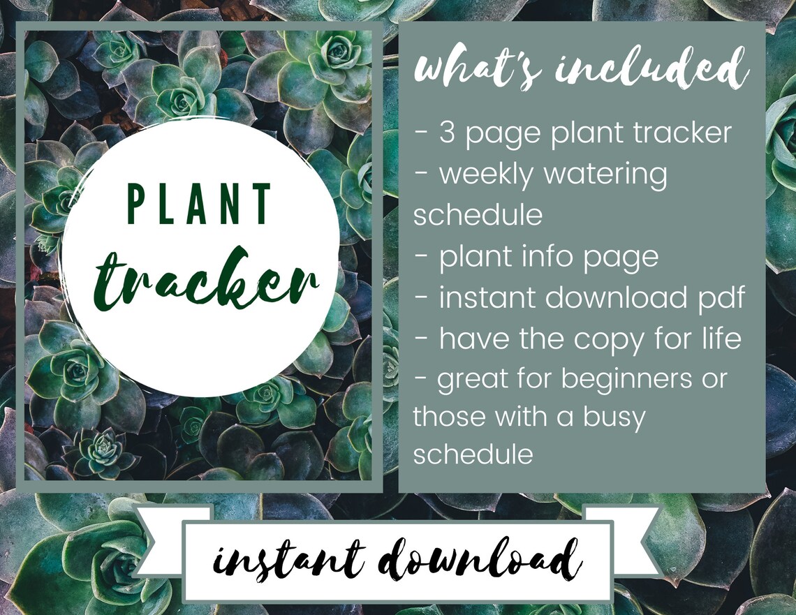 Printable Instant Download PDF PLANT TRACKER - Etsy