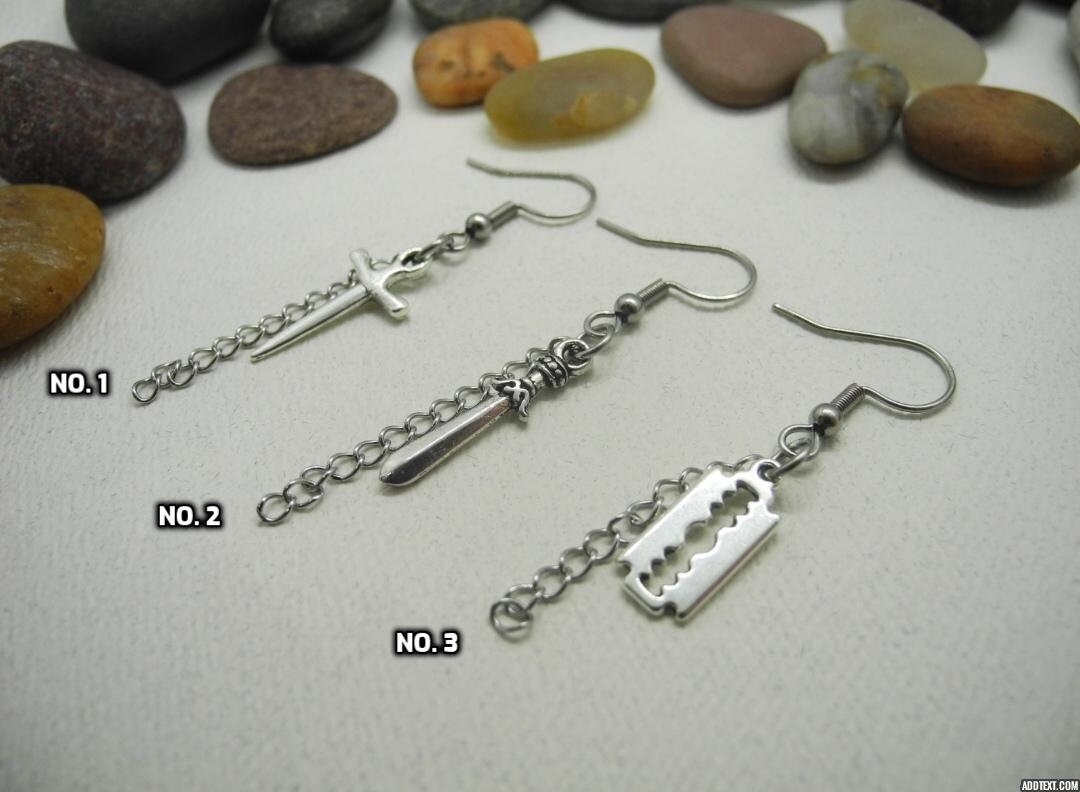 Weapon Earrings Blade Earring Sword Earring Dagger Earring Chain ...