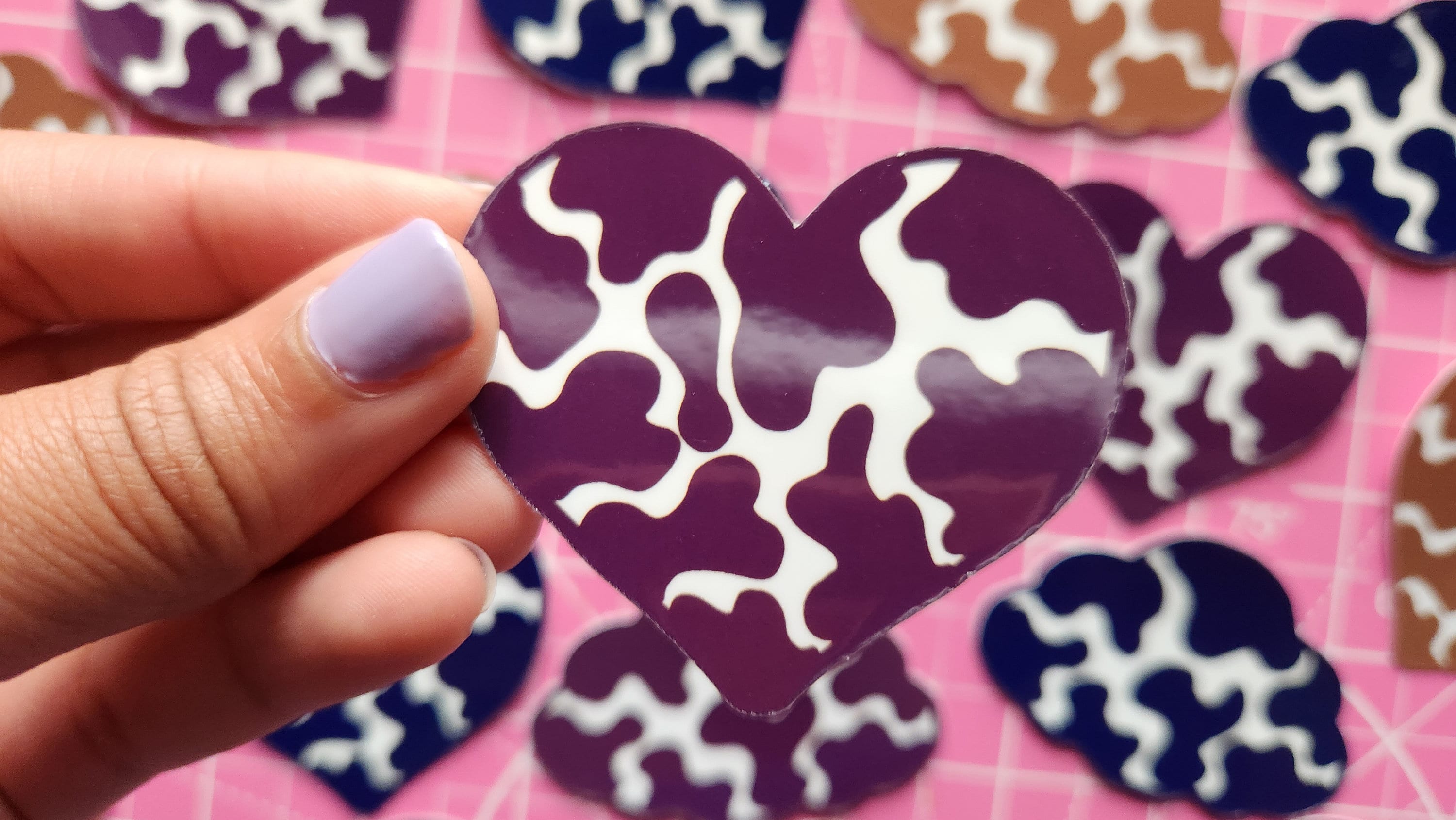 BIG Cow Print Stickers Natural Colors Heart, Clouds, & Stars Waterproof ...