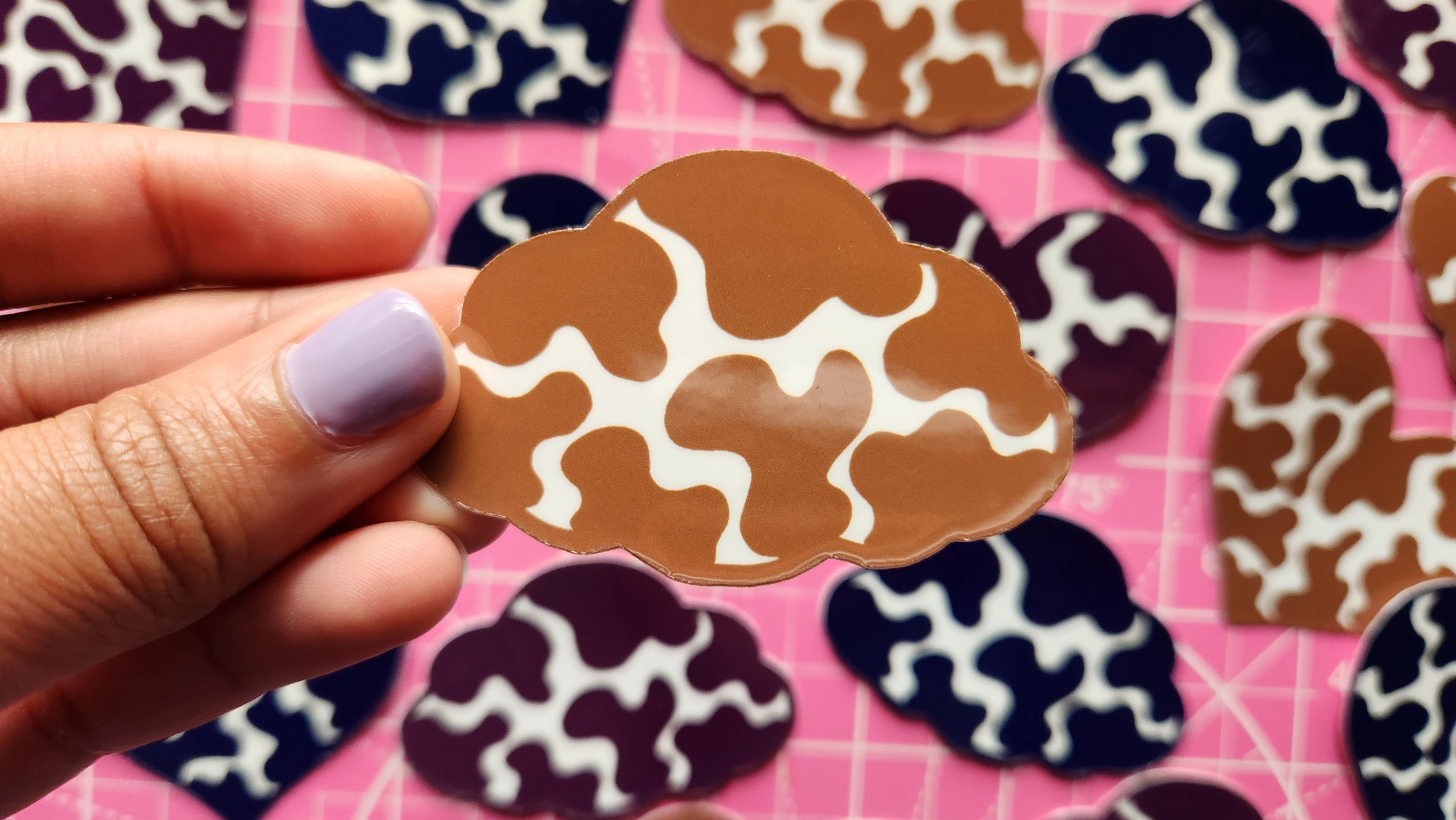 BIG Cow Print Stickers Natural Colors Heart, Clouds, & Stars Waterproof ...
