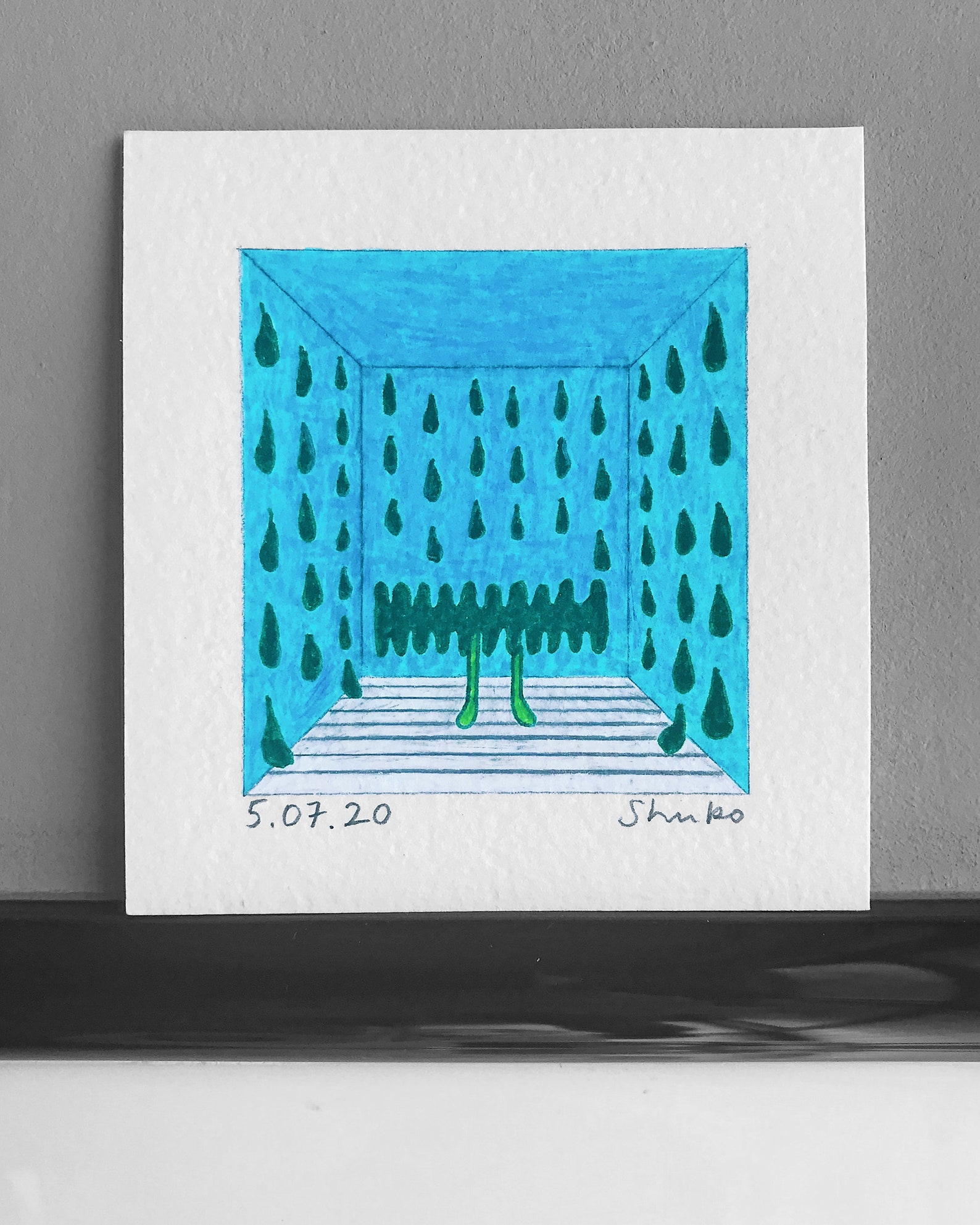 Original Small Drawing: Isolation Fear - Afraid to Go Out - Etsy