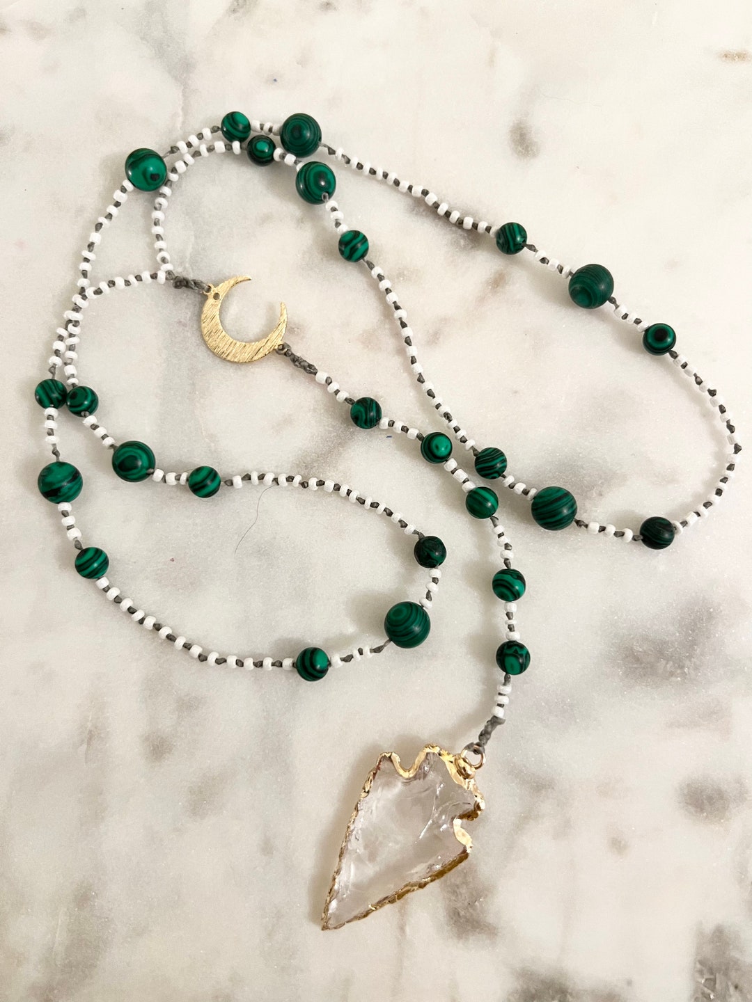Witchs Rosary Witch Prayer Beads Malachite Witchy Necklace - Etsy