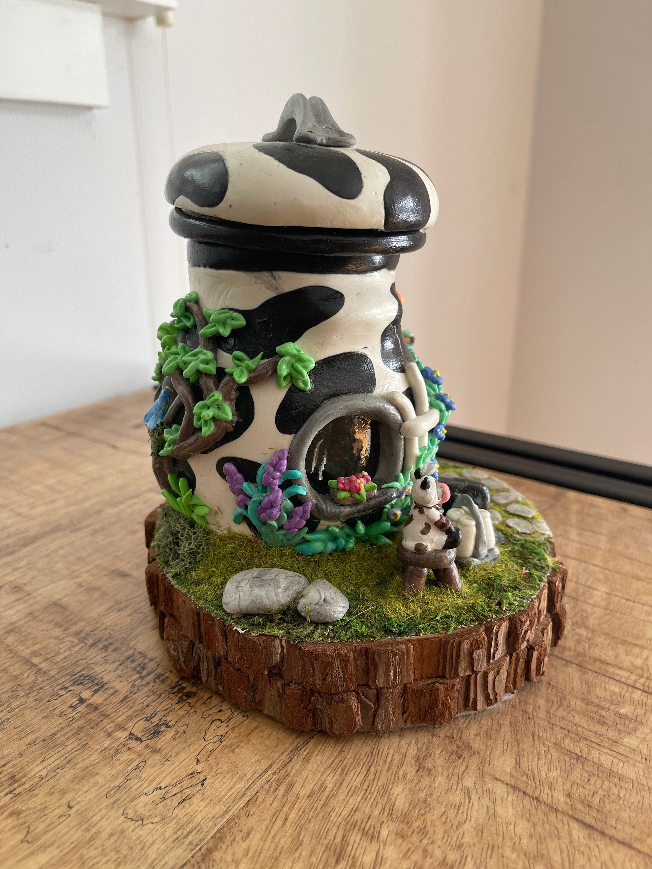 Moo-velous to See You Cow Theme Handmade, OOAK, Tiny Clay House Diorama ...